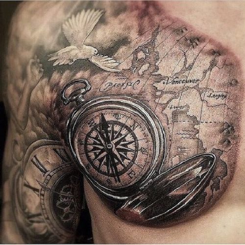 36 wundervolle Kompass Tattoos - Tattoo Spirit